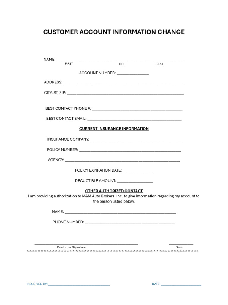 Customer Account Information Update Form | PDF