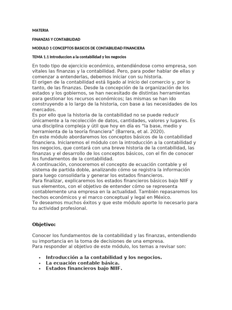 Modulo 1 Finanzas y Contabilidad | PDF | Contabilidad | Business