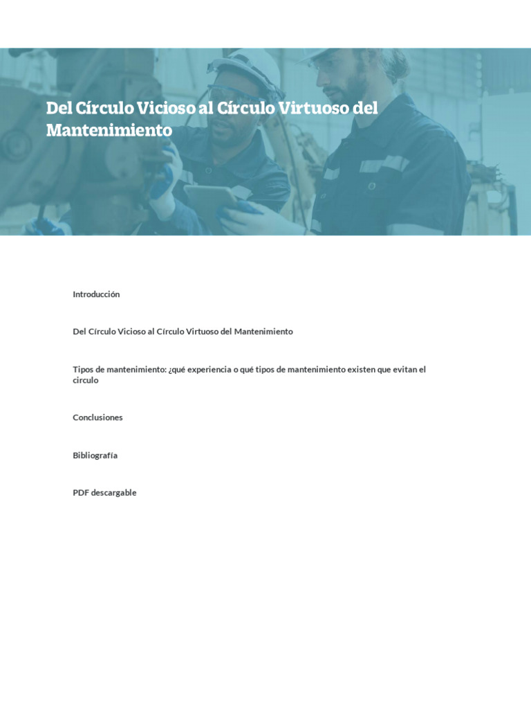 Del Circulo Vicioso Al Circulo Virtuoso Del Mantenimiento | PDF | Ingeniería de confiabilidad