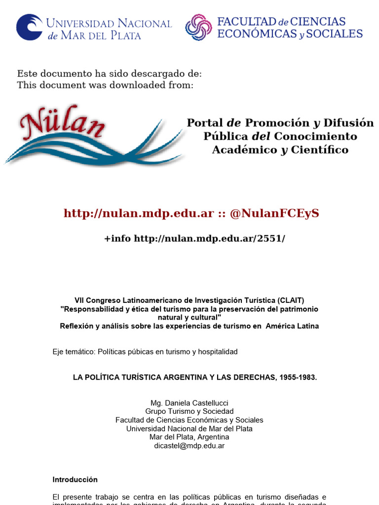 Nulan Politica Turistica | PDF | Turismo | Planificación