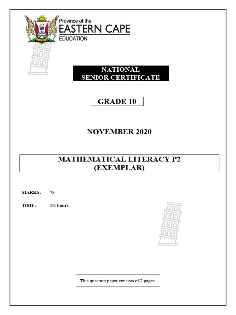 Grade 10 Maths Literacy Paper 2 2020 | PDF | Area | Teaspoon