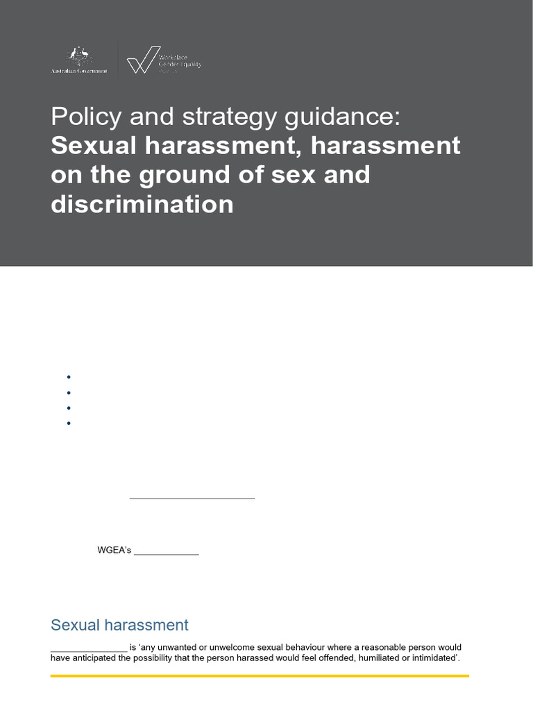 6 Policy and Strategy Guidance Sexual Harassment Harassment On The ...