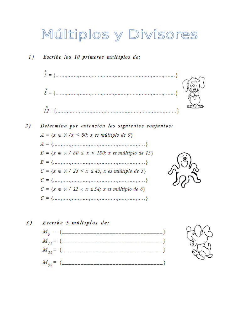 Ejercicios de Múltiplos y Divisores | PDF | Matemáticas