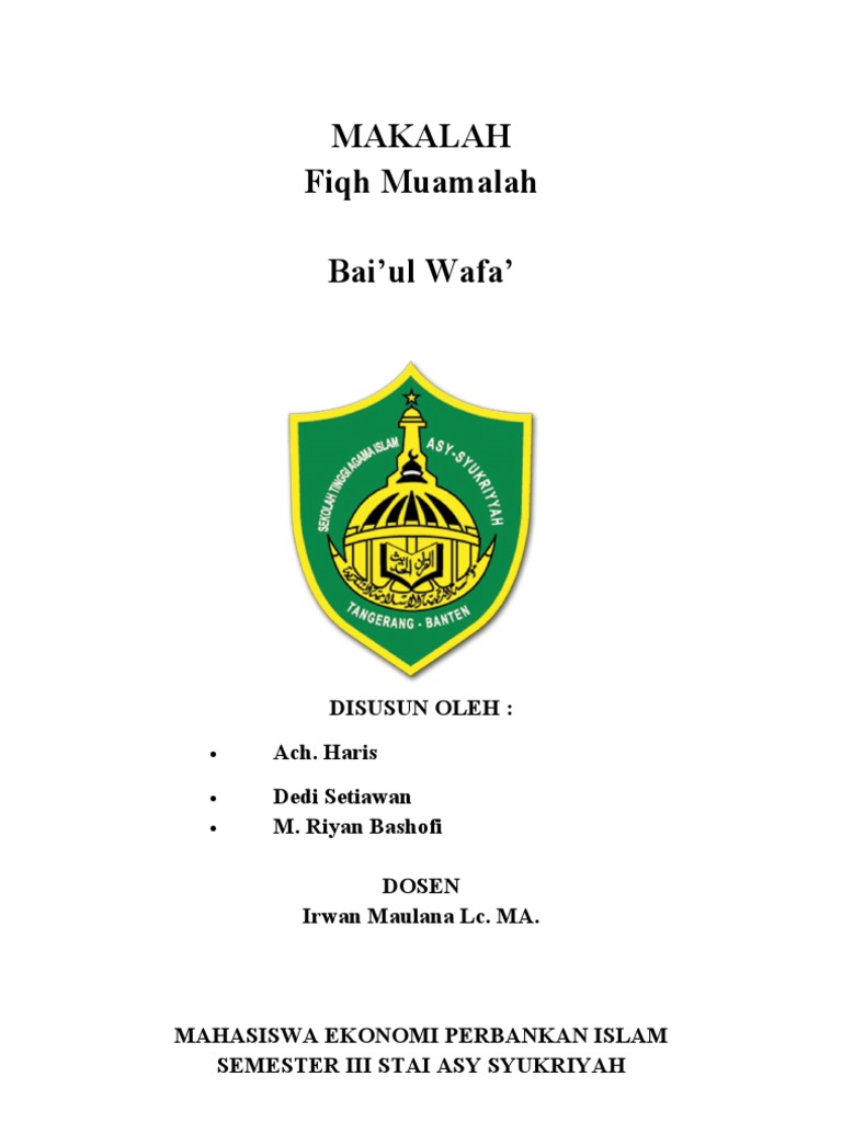 Makalah Bai Wafa' | PDF | Pengelolaan Keuangan & Uang | Hukum