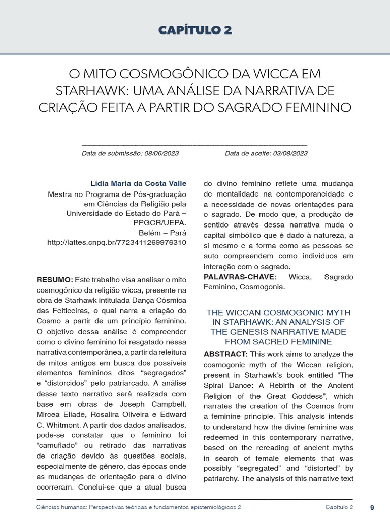 O Mito Cosmogonico Da Wicca em Starhawk Uma Analise Da Narrativa de ...
