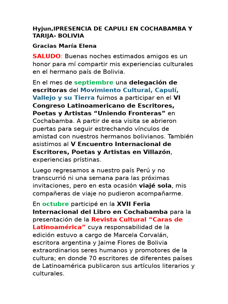 Presencia de Capuli - Bolivia | PDF | America latina | Bolivia