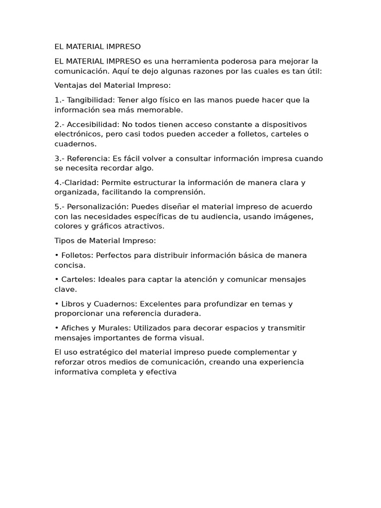 EL MATERIAL IMPRESO | PDF