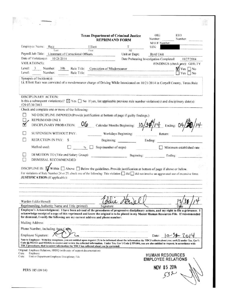 New Holliday Unit Major Elliot Ruiz Had Another DWI Conviction 2014 | PDF