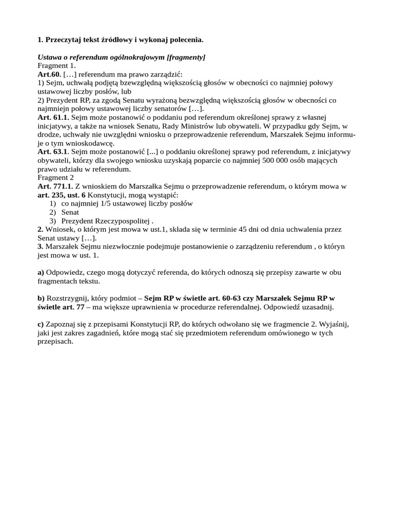 Referenda - Praca Domowa | PDF
