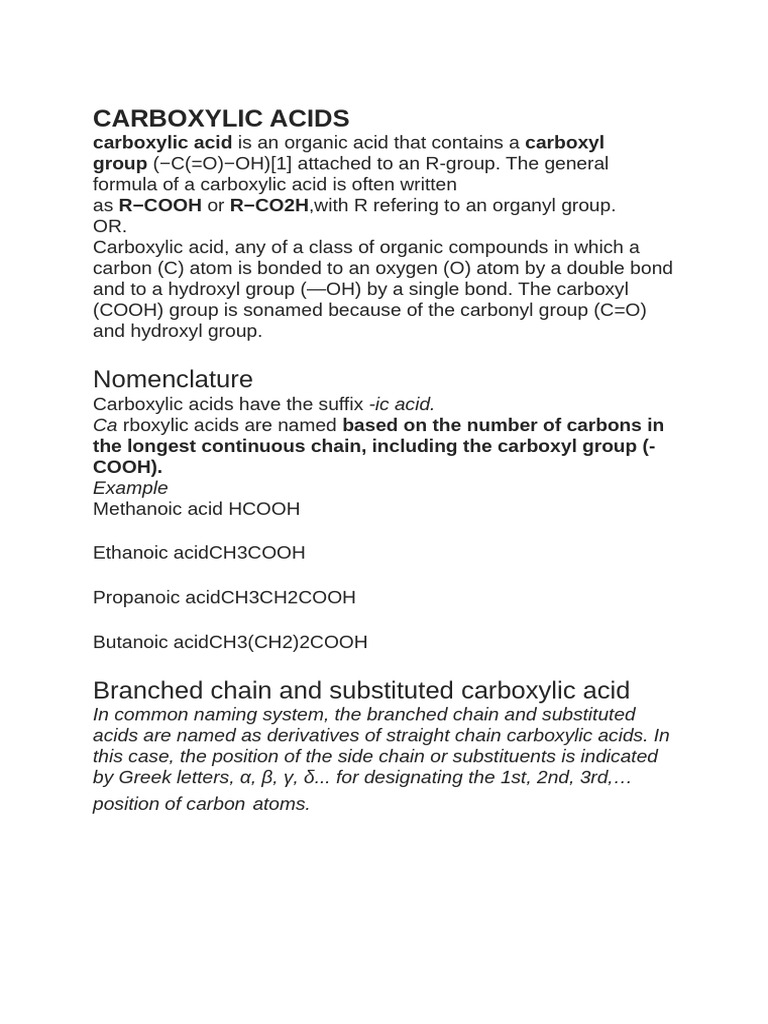 Carboxylic Acids | PDF | Cooking, Food & Wine | Science & Mathematics