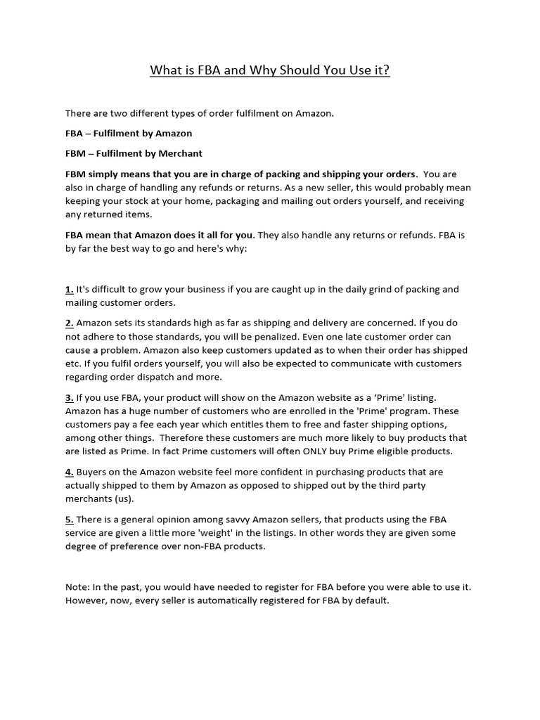 1.1 What Is FBA and Why Should You Use It PDF | PDF