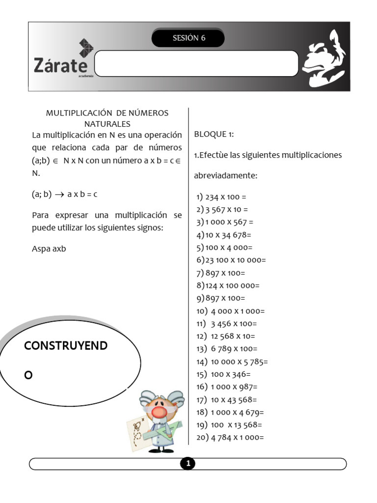 zarate primaria | PDF | Multiplicación | Exponenciación