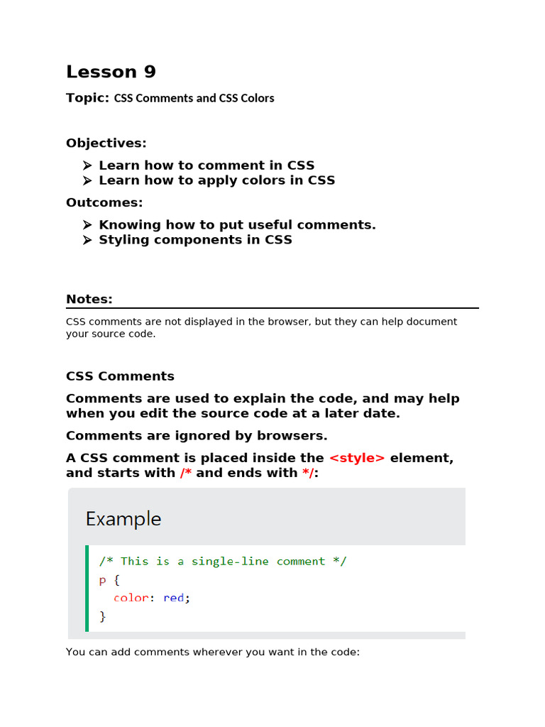 Lesson 9 | PDF | Web Development | Cascading Style Sheets