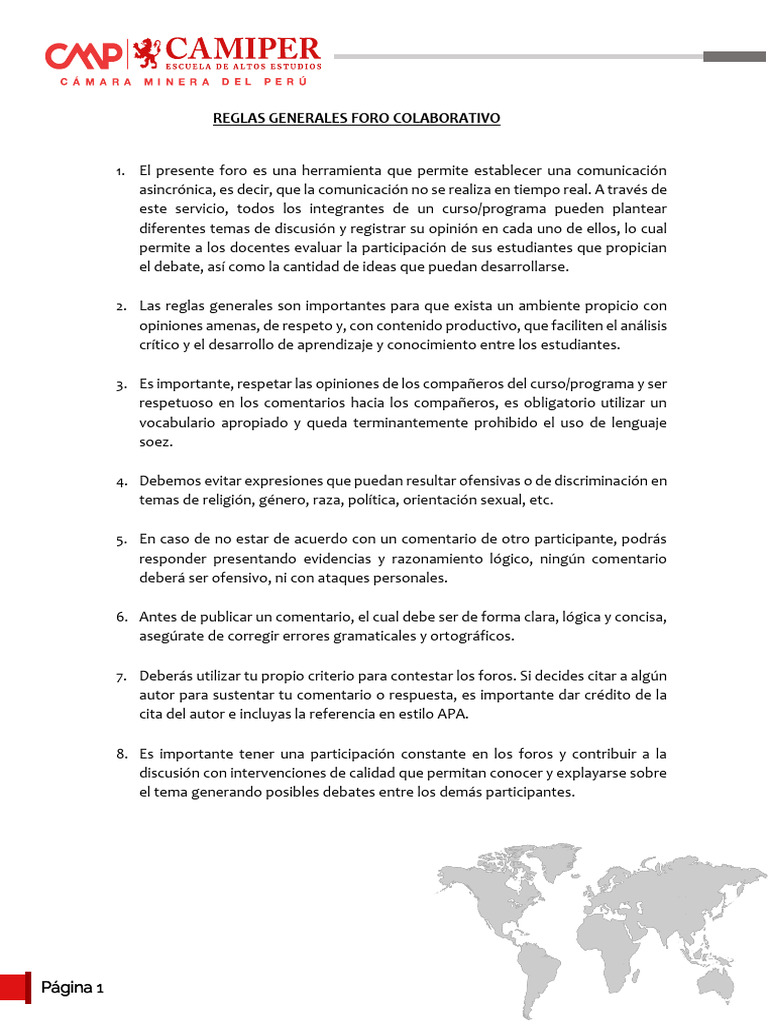 Reglas para el Foro Colaborativo | PDF | Crecimiento personal y profesional