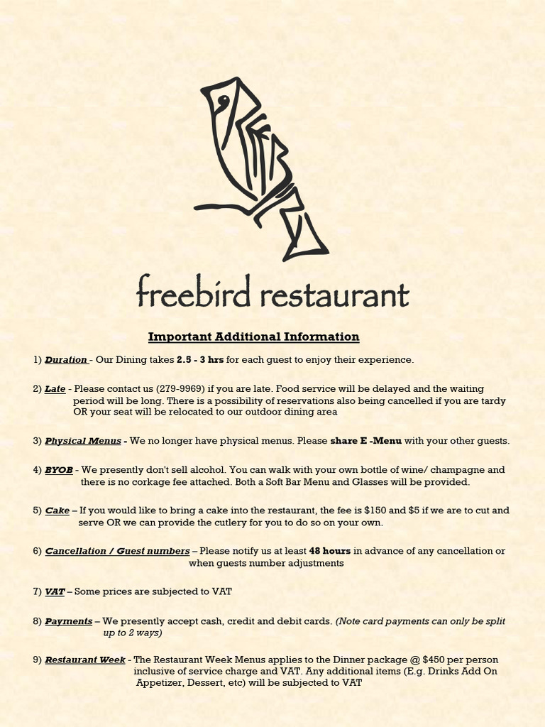 Freebird TTRW Menu 2024 | PDF | Menu | Restaurants