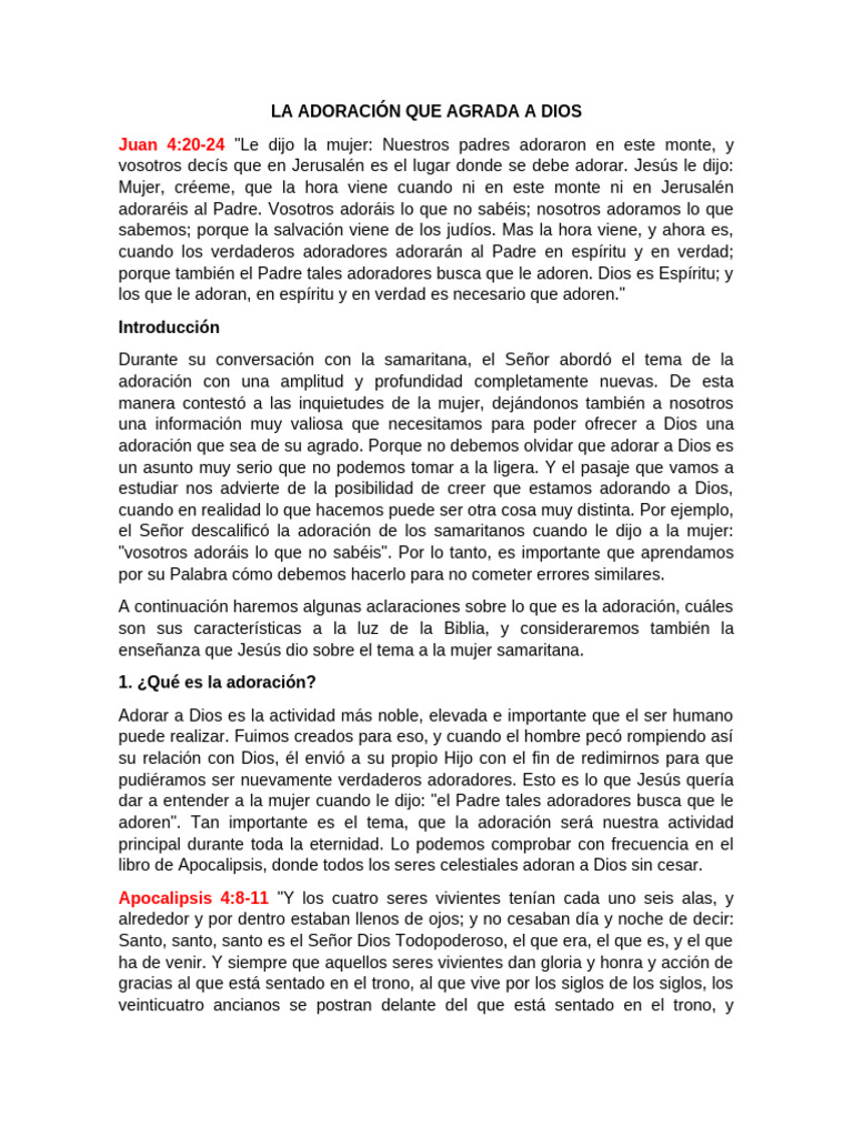 LA ADORACIÓN QUE AGRADA A DIOS | PDF | Cristo (título) | Jesús