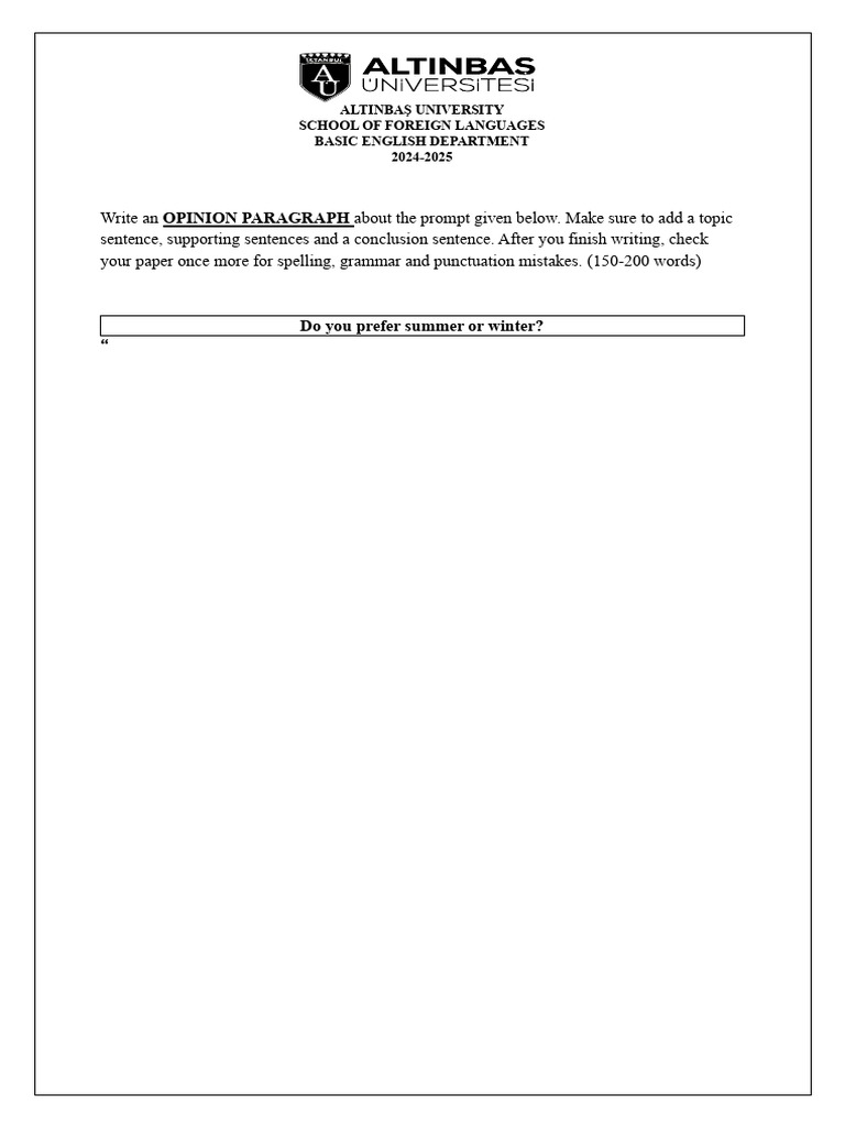 Opinion Writing Prompt (Friday) | PDF | Language Arts & Discipline