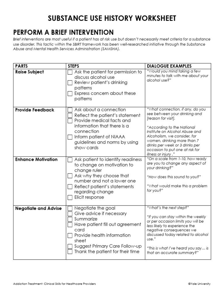 JMS lBQQQ9CkvpQUENPQag - Substance Use History Worksheet - BRIEF ...