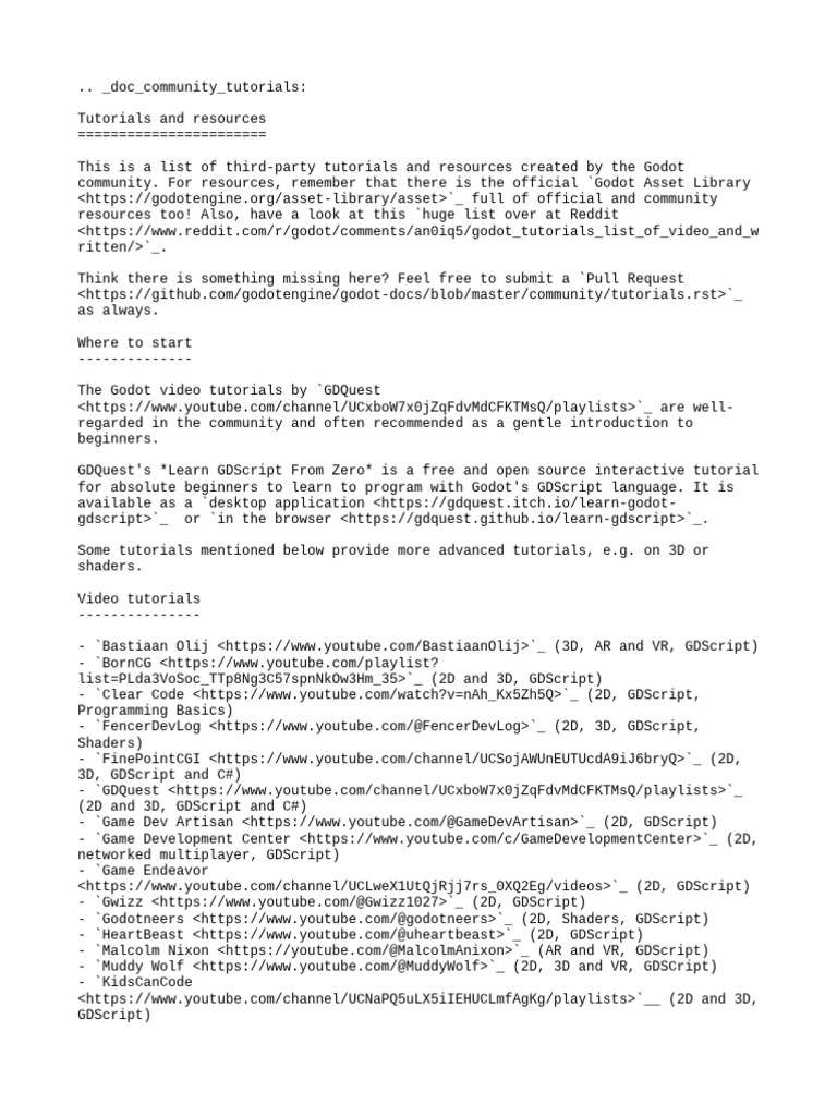 tutorials.rst | PDF | Software Industry | Free Software