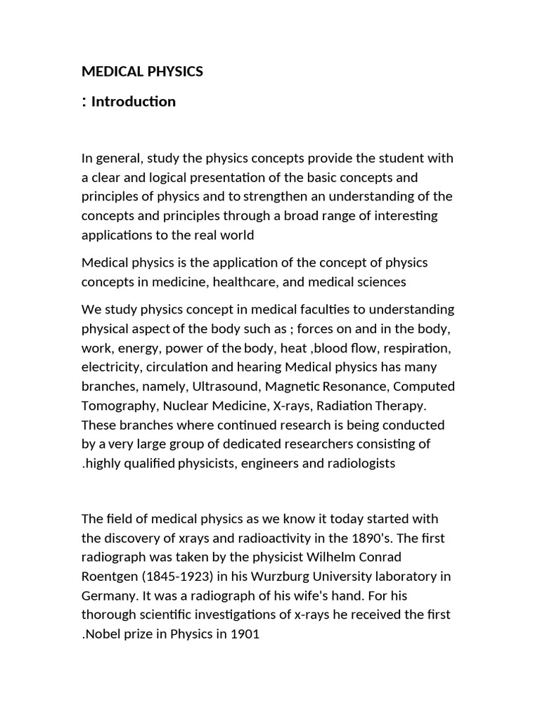 Medical Physics | PDF | Wellness