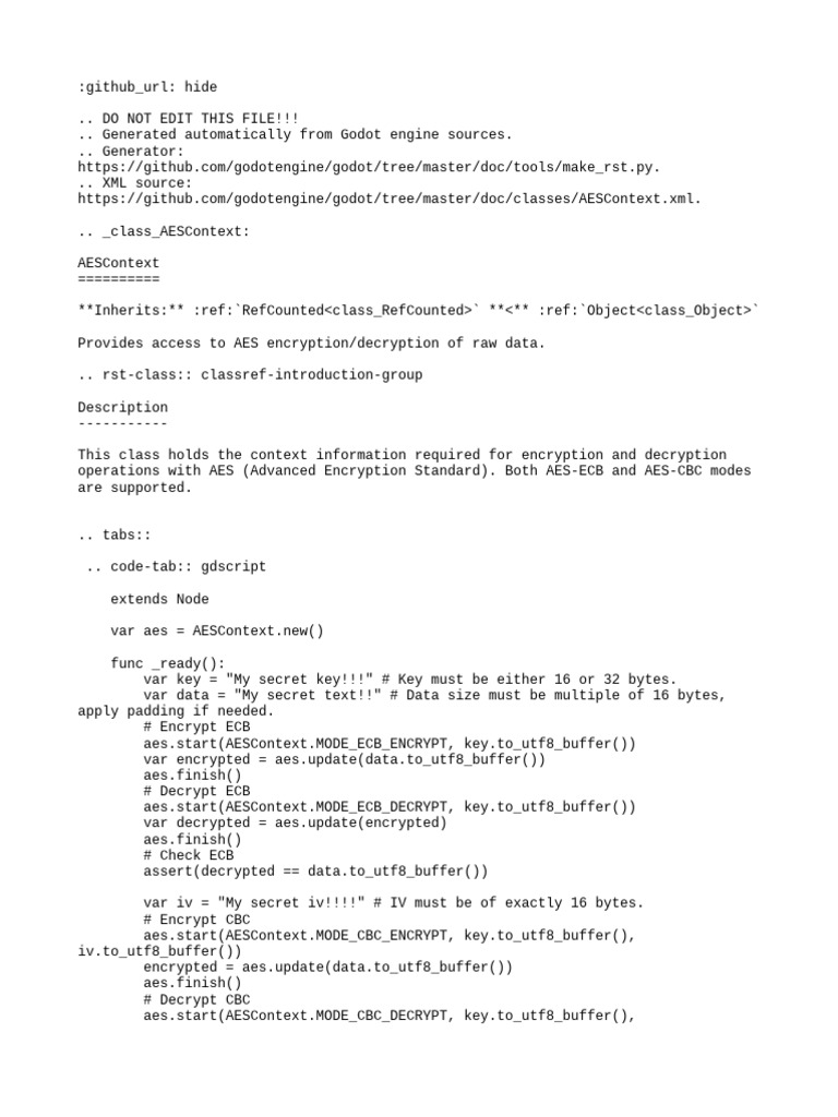 Class Aescontext.rst | PDF | Encryption | Cyberwarfare