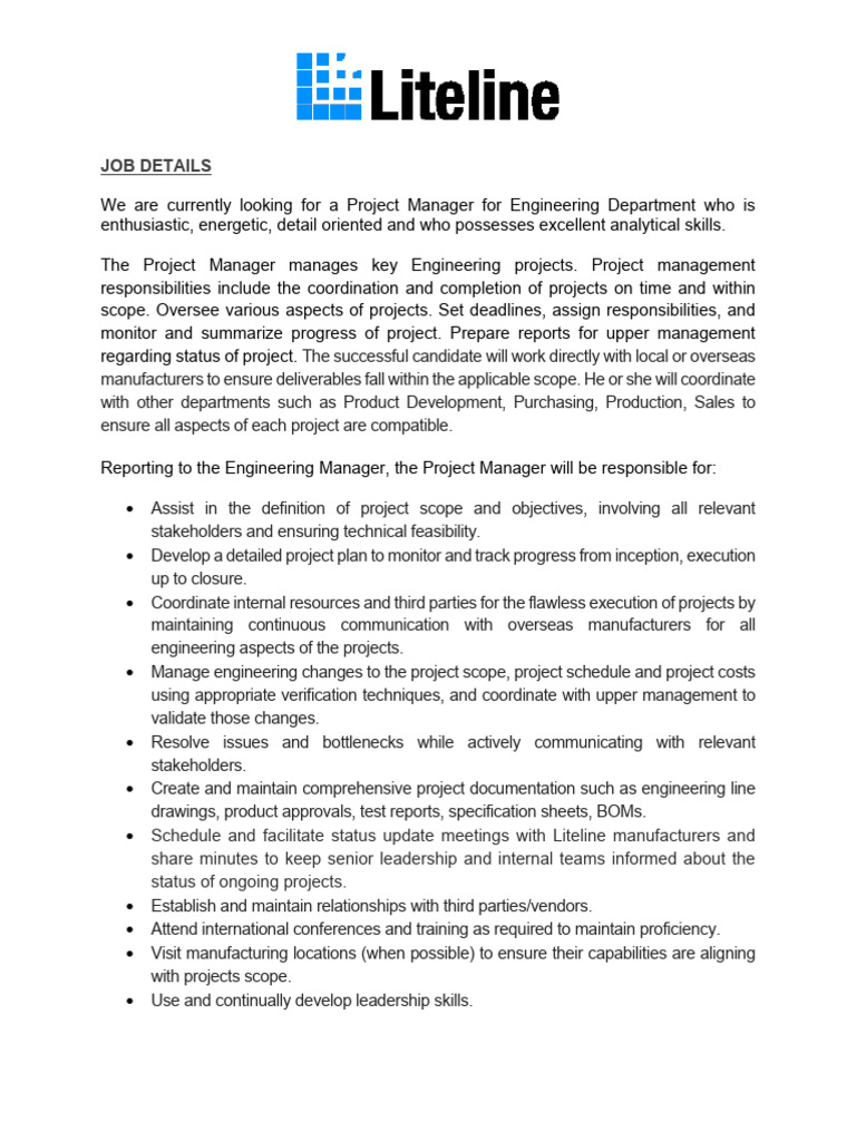 Project Manager, Engineering | PDF | Recruitment | Business