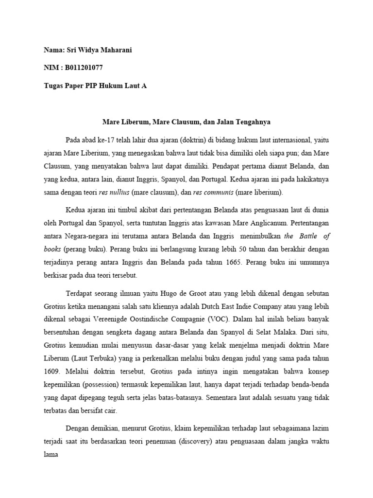 Mare Liberum vs Mare Clausum dalam Hukum Laut | PDF