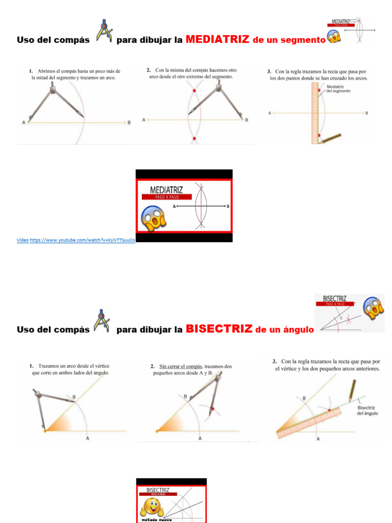 Uso del compás para mediatriz y bisectriz | PDF