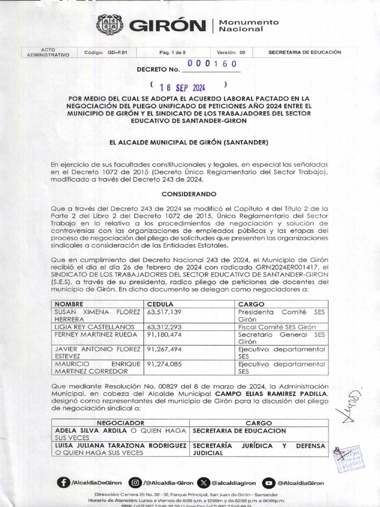 Decreto 000160 | PDF