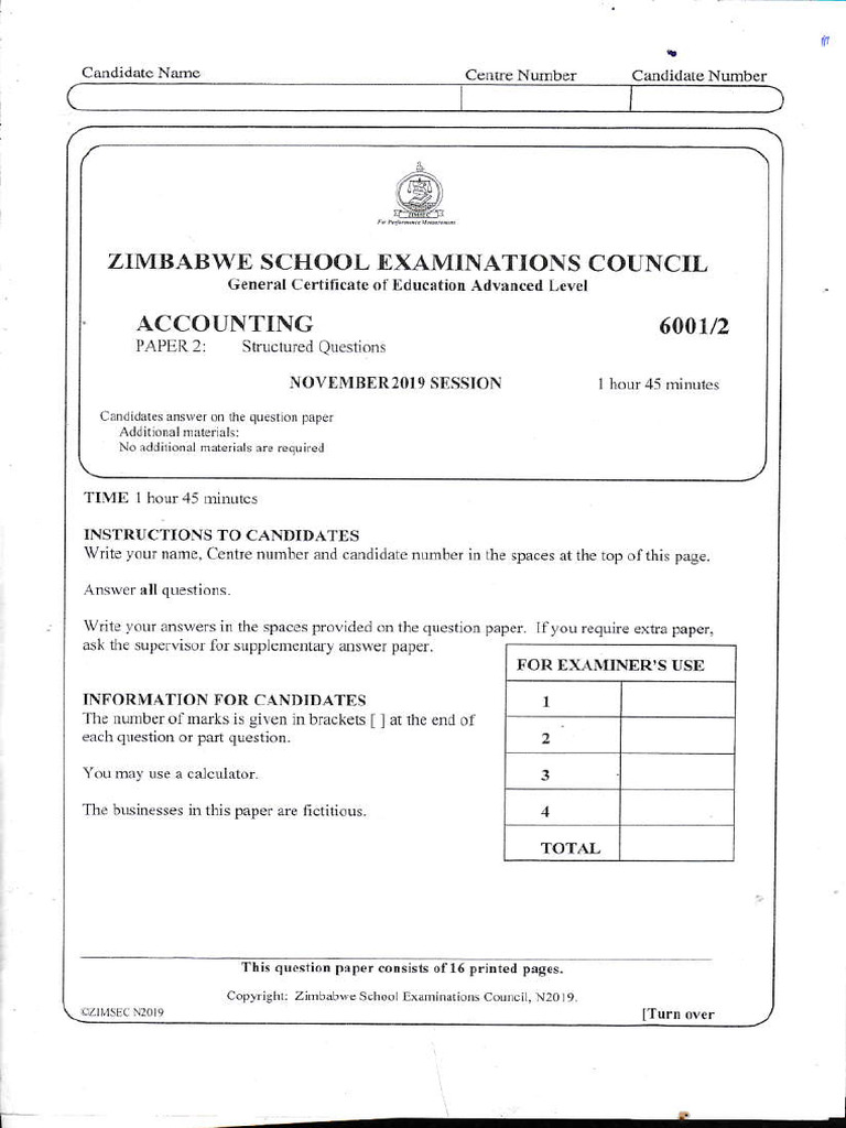 A Level Accounts 2 Nov 2019 | PDF