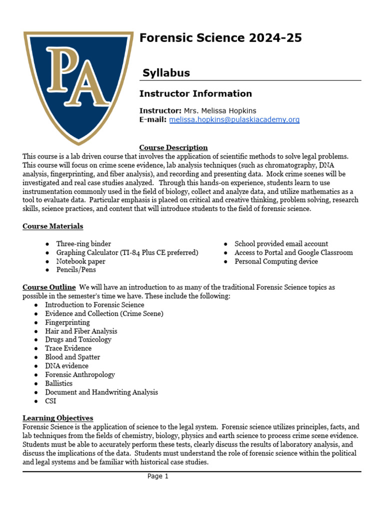 Forensic Science Syllabus 2024-25 | PDF | Forensic Science | Crime Scene