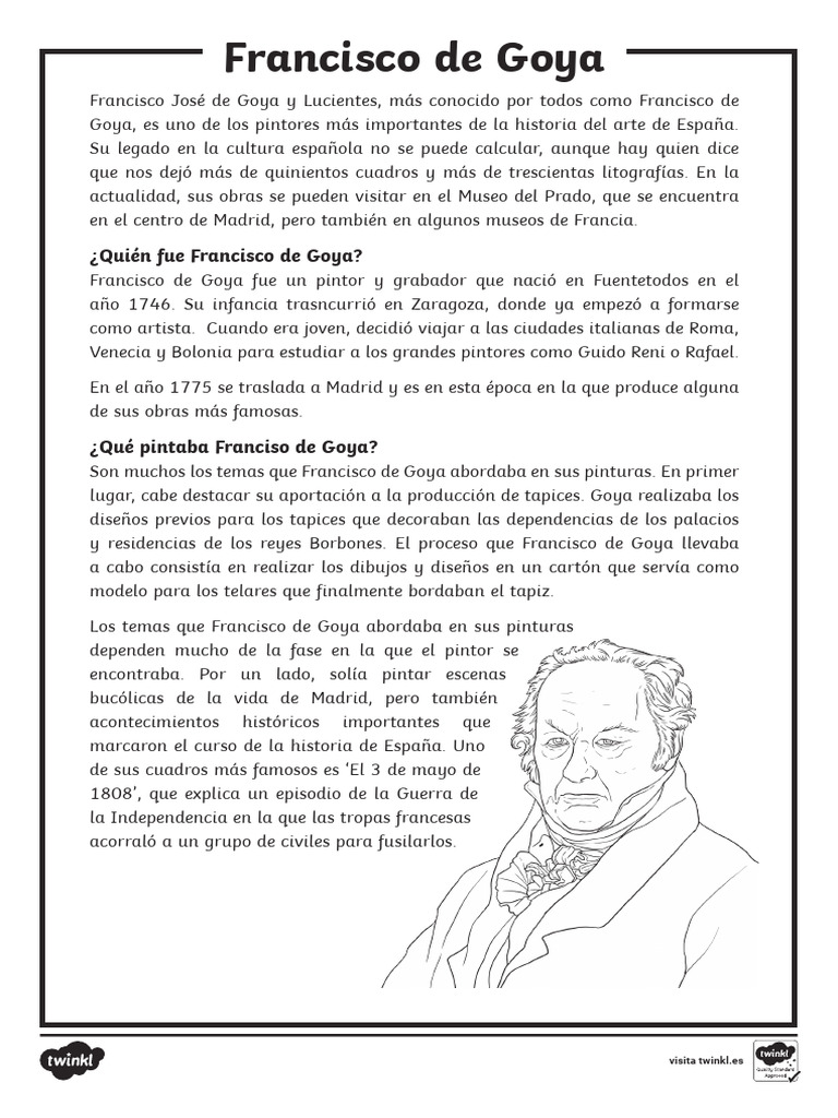 Comprension Lectora Francisco de Goya Blanco y Negro | PDF | Francisco ...