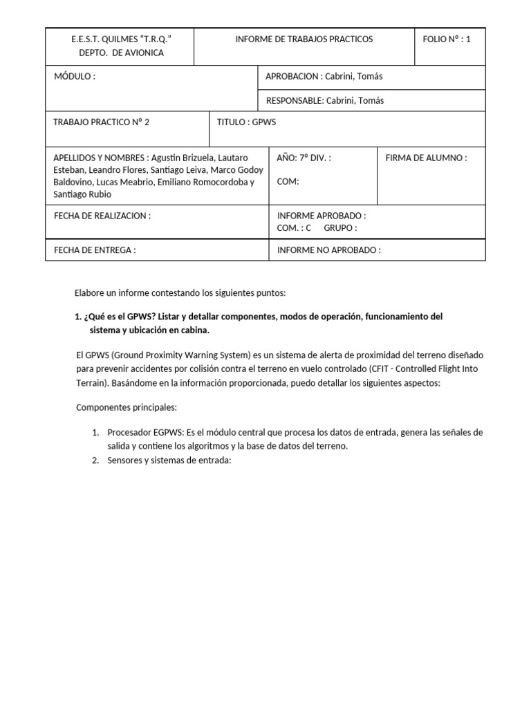 Consigna - TP 2 Egpws | PDF | Aviación | Aeronave