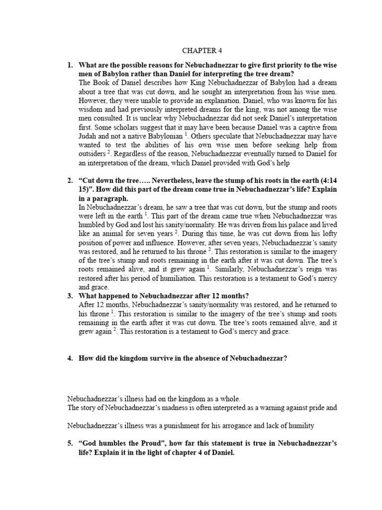 Daneil Questions and Answer Edited | PDF | Daniel (Biblical Figure) | Babylonian Captivity