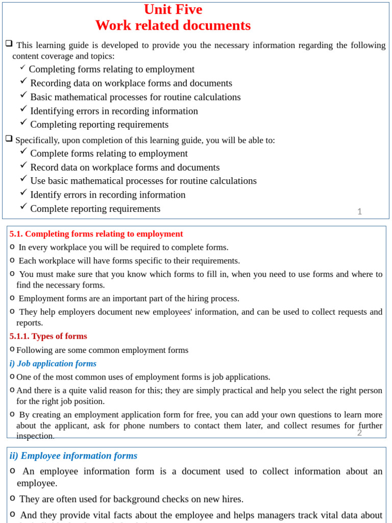 Unit 5 Work Related Documents | PDF | Overtime | Salary