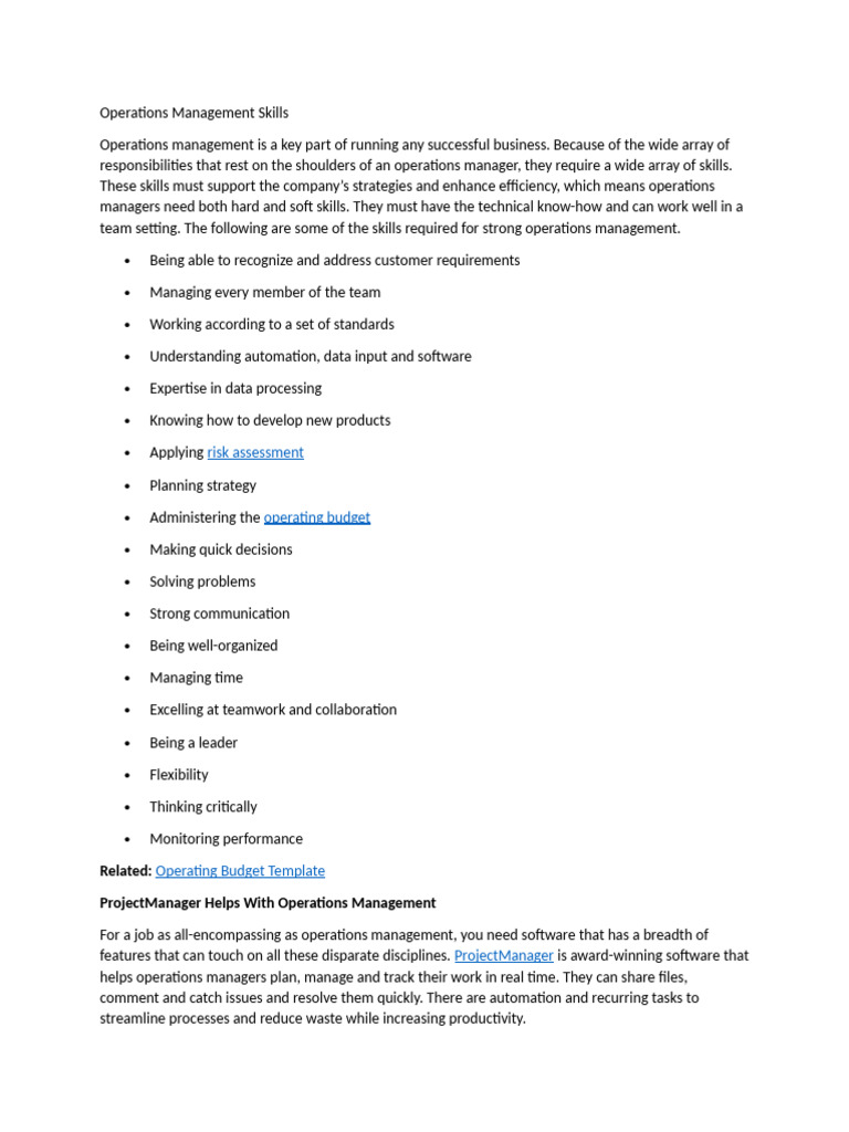 Operations Management Skills | PDF | Operations Management | Automation