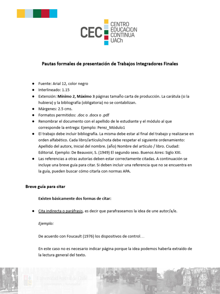 Pautas Formales y de Citación para Trabajos Finales Integradores | PDF | Bibliografía
