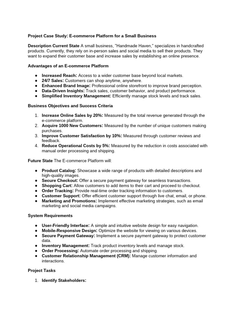 Project Case Study_ E-commerce Platform for a Small Business | PDF | E ...