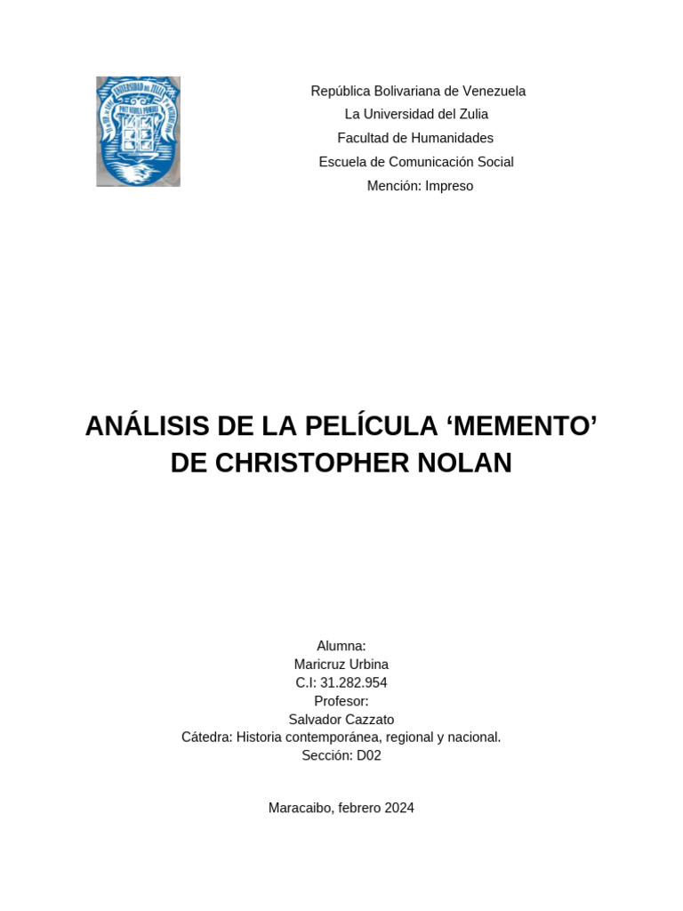 Análisis de Memento | PDF | Venezuela | Experiencia