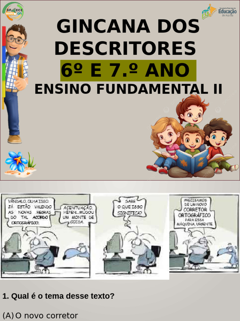 ATIVIDADE 05 - ALUNO e PROFESSOR - GINCANA DOS DESCRITORES - 6.º e 7.º ANOS | PDF