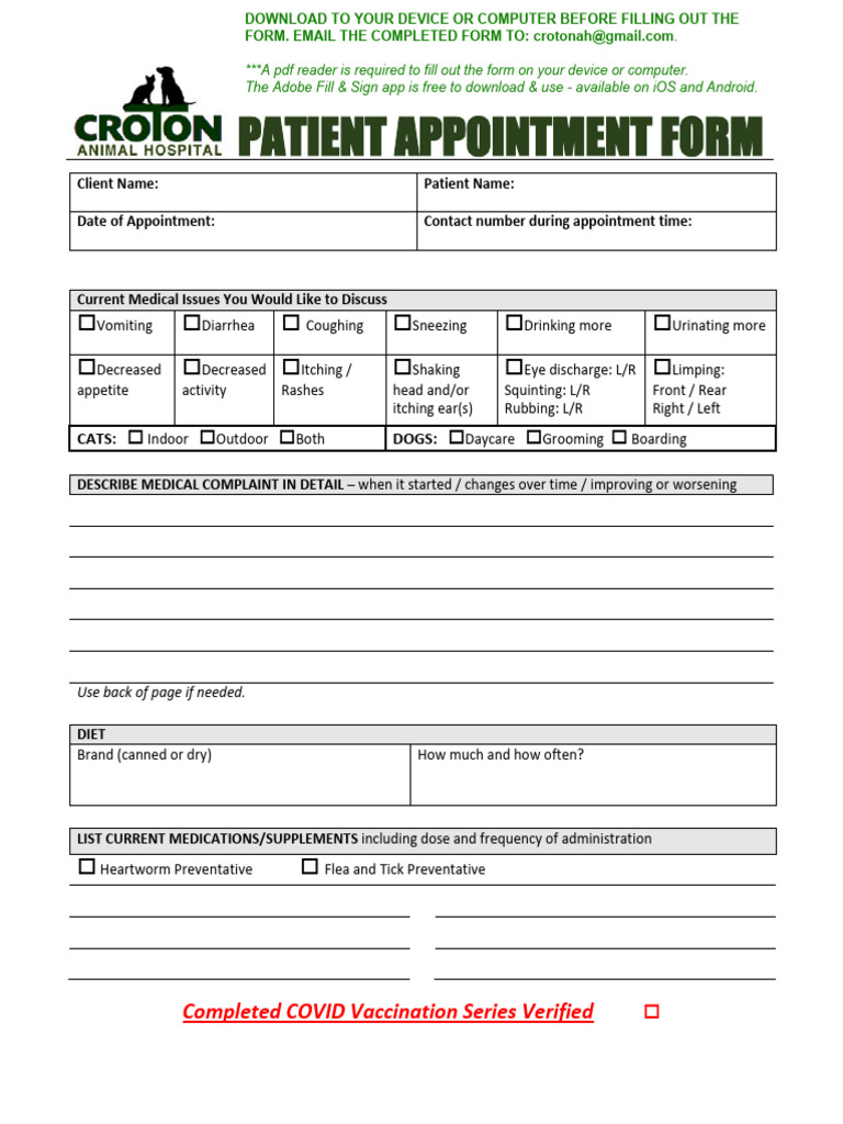 Patient Appointment Form | PDF