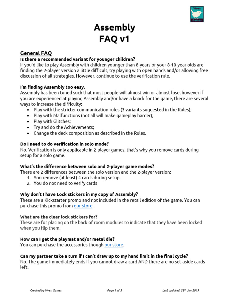 Assembly FAQ v1 | PDF