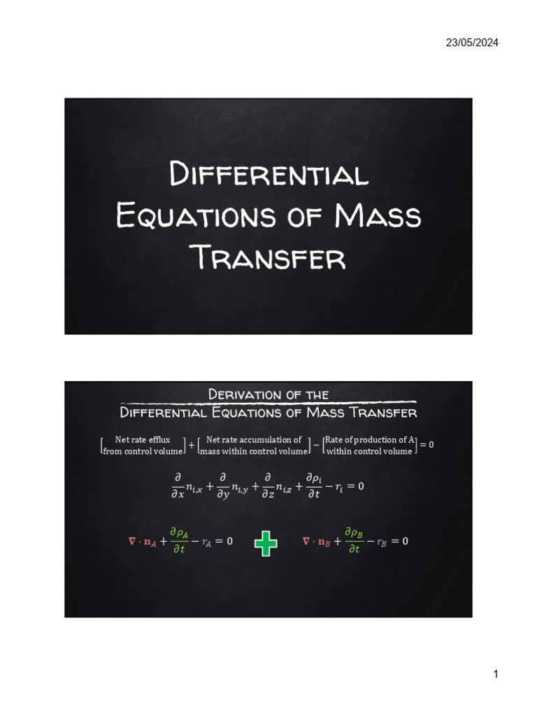 Lecture 36 Differential Equations of Mass Transfer | PDF | Diffusion ...