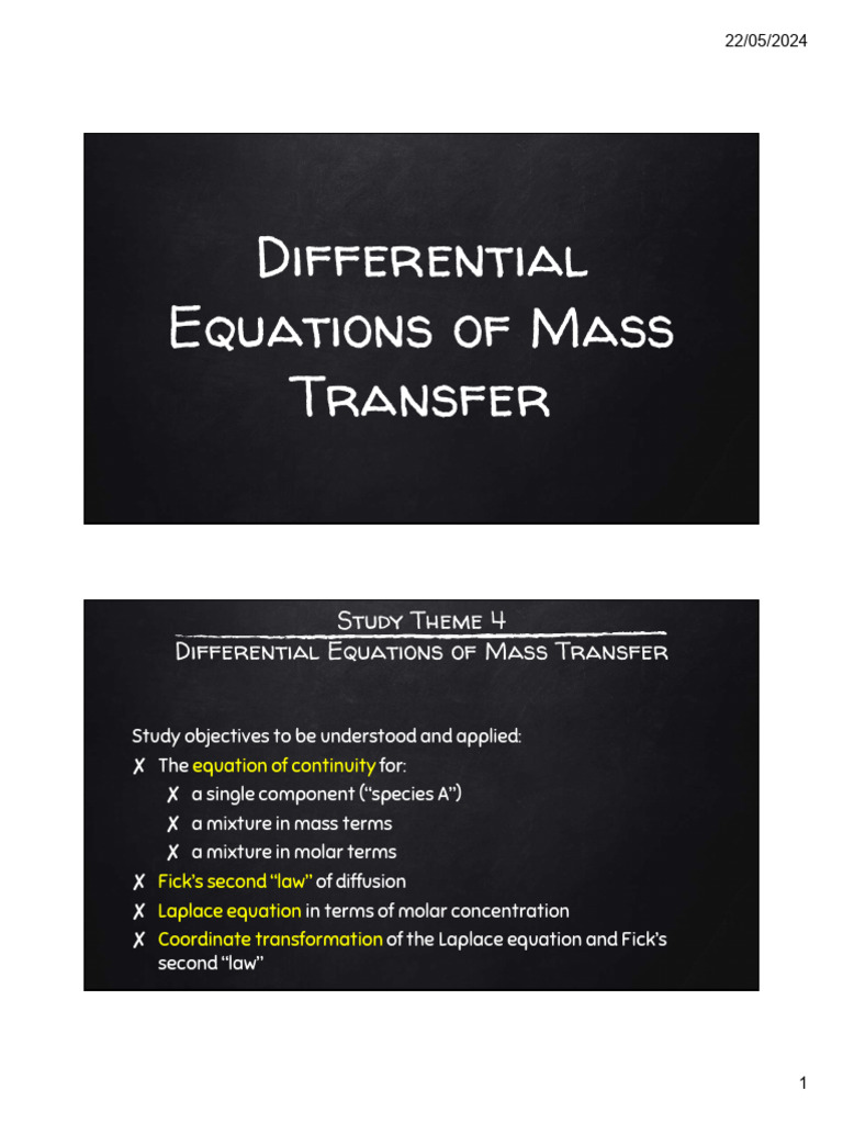 Lecture 35 Differential Equations of Mass Transfer | PDF | Diffusion ...