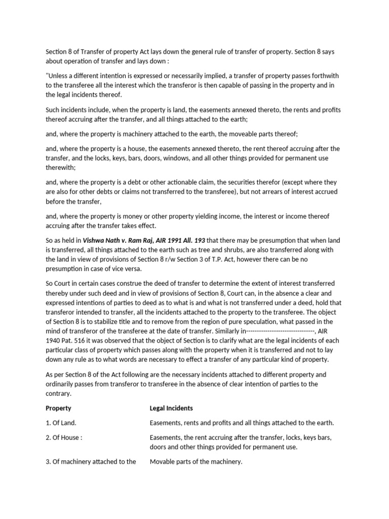 Section 8: Transfer of Property Explained | PDF | Property | Justice