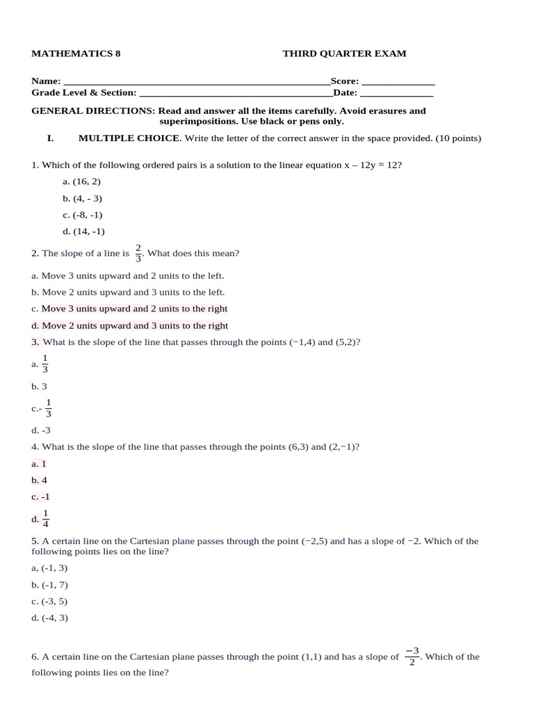 Grade 8 Math Exam Paper 2022 | PDF | Elementary Mathematics ...