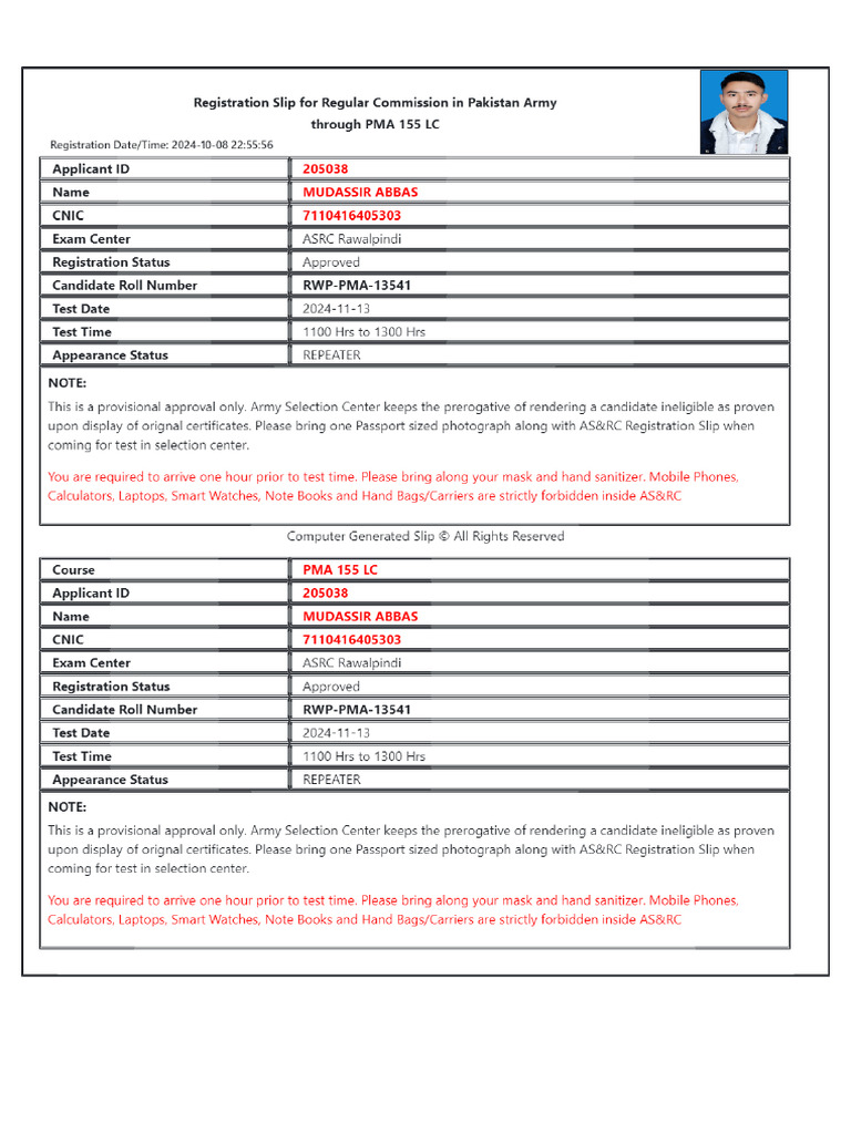 Registation Slip (2) | PDF