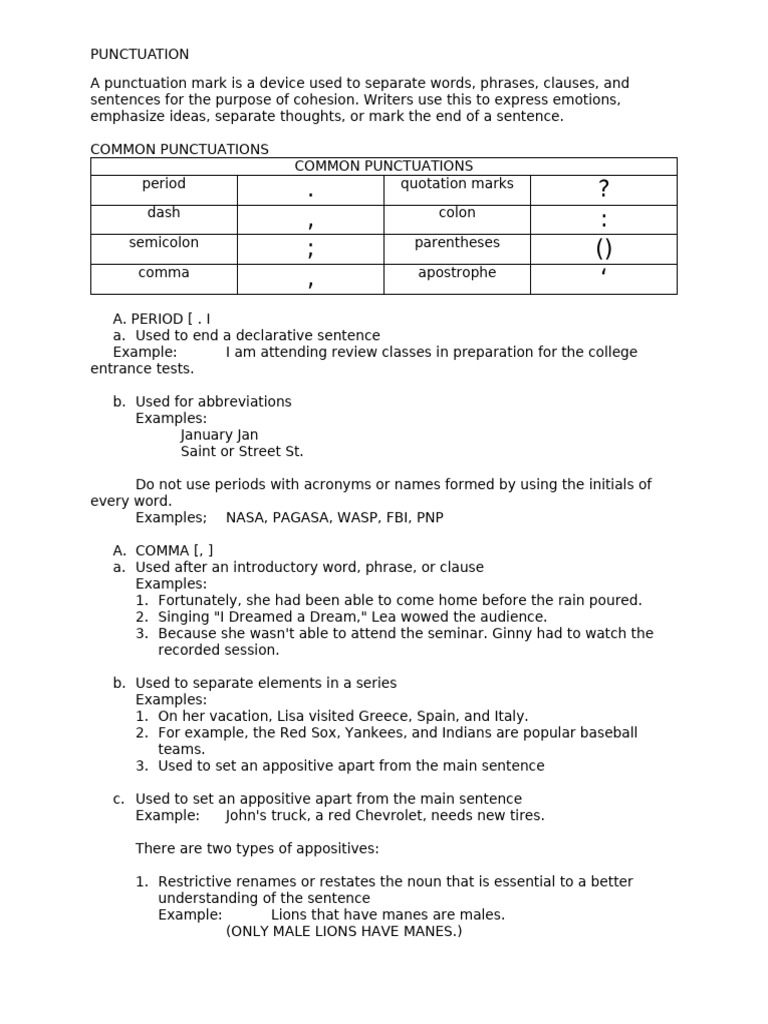 University Reviewer Punctuation | PDF | Language Mechanics | Punctuation