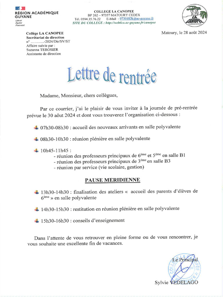 Lettre de Rentrée | PDF
