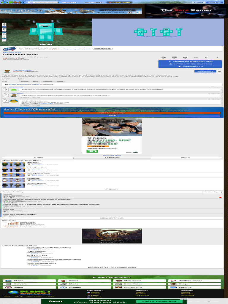 Diamond Wolf Minecraft Skin | PDF | Minecraft | Internet